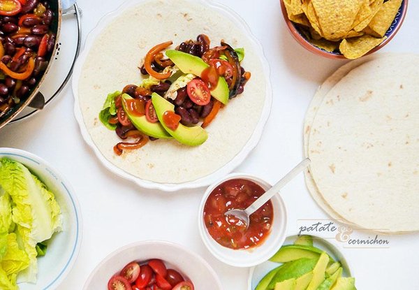 Burritos aux légumes et haricots rouges · Patate & Cornichon